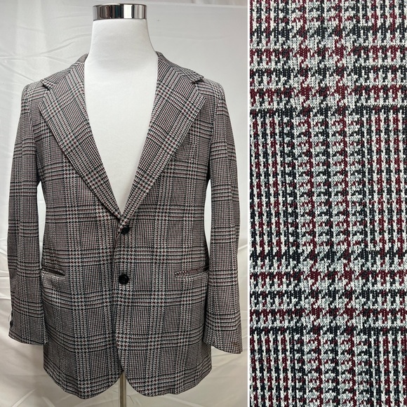 Vintage | Suits & Blazers | Mens Vintage Houndstooth Windowpane Plaid ...